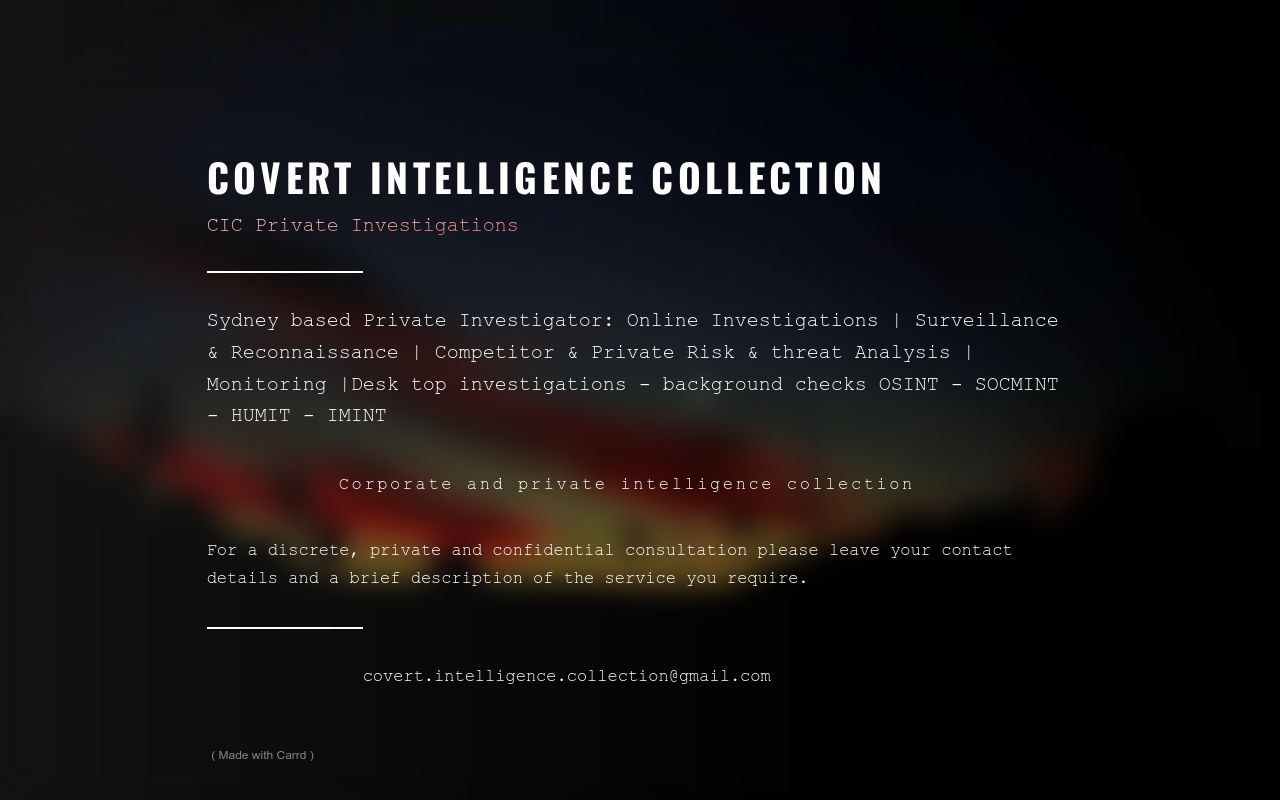 Covert Intelligence Collection